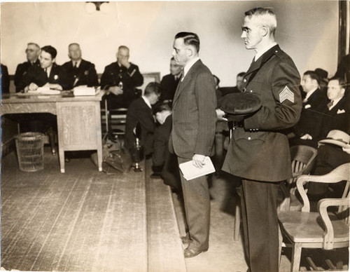 [Sergeant Patrick Shannon before Police Commission (right) with ...