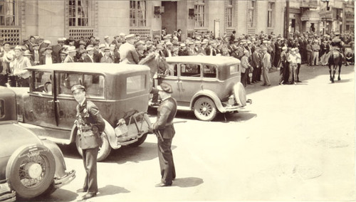 [Police officers controlling crowds on waterfront during strike of 1934 ...