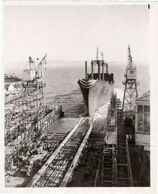 ["Evergreen Mariner" being launched at Bethlehem Pacific Shipyard ...