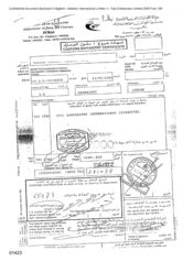 [Customs Exit/Entry certificate for Dorchester International Cigarettes ...