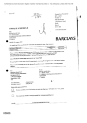 [Cheque schedule from Barclays to Blom Bank Sal regarding all charges ...