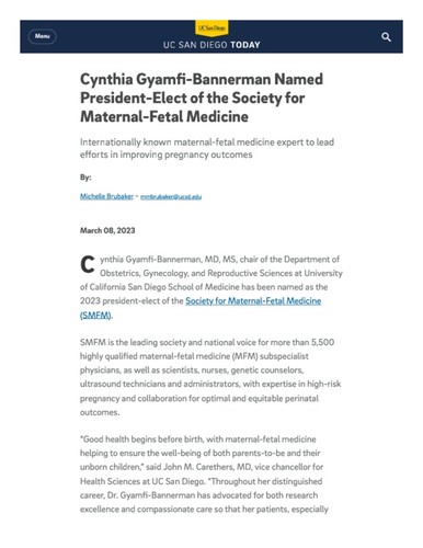 Cynthia Gyamfi-Bannerman Named President-Elect of the Society for ...