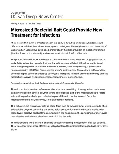Microsized Bacterial Bait Could Provide New Treatment for Infections ...