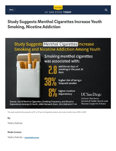 Study Suggests Menthol Cigarettes Increase Youth Smoking, Nicotine ...