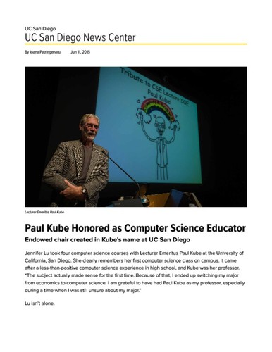 Paul Kube Honored as Computer Science Educator — Calisphere