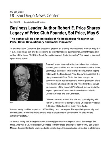 Business Leader, Author Robert E. Price Shares Legacy of Price Club ...
