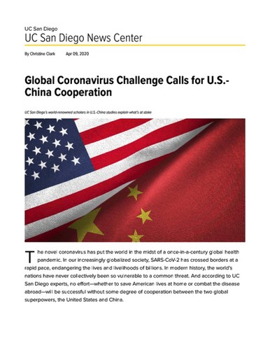 Global Coronavirus Challenge Calls for U.S.-China Cooperation — Calisphere