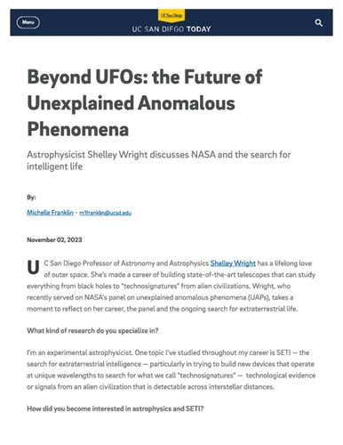 Beyond UFOs: the Future of Unexplained Anomalous Phenomena — Calisphere