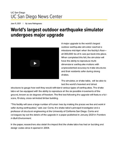 World’s Largest Outdoor Earthquake Simulator Undergoes Major Upgrade — Calisphere