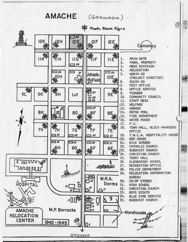 Map of Amache relocation center — Calisphere