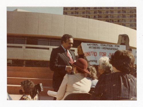 Mervyn Dymally at 1984 Day of Remembrance — Calisphere