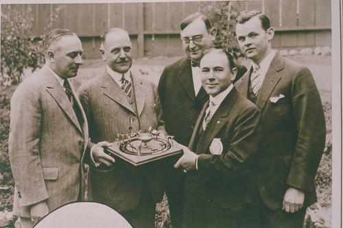 Portrait of prominent men of Pacific Palisades including banker Marco H ...