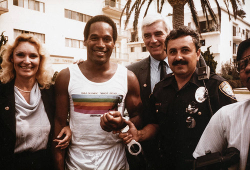 O.J. Simpson and others at Olympic torch relay on July 21, 1984, Santa ...