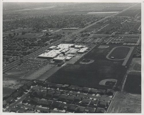 Aerial view of Cypress High School, ca. 1968 — Calisphere