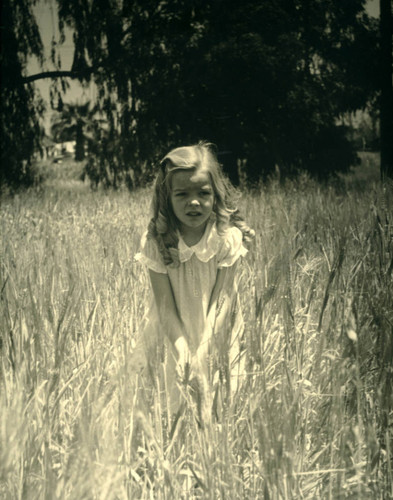 Joan Irvine Smith in a wheat field, ca. 1937 — Calisphere