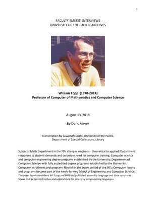 Topp, William Oral History Interview — Calisphere