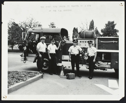 The first fire engine to respond to a fire at the V. A. Hospital, 5901 ...