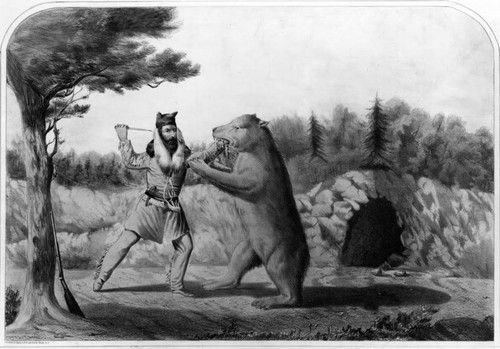 Samuel Emmons Hollister fighting with a bear — Calisphere