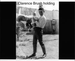 Clarence Nelson Brush holding Philip Begley at Round Valley, Mendocino ...