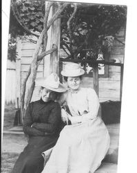 Emily Moll and Annie Morgan sitting on the steps of a house, about 1900 ...