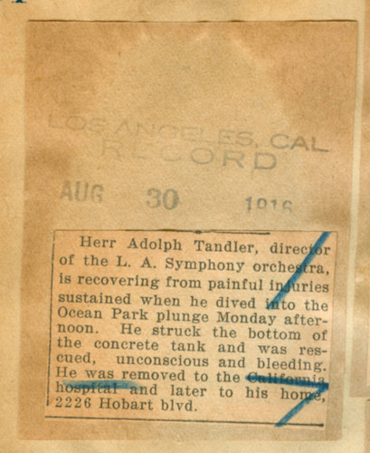 Adoph Tandler recovering — Calisphere