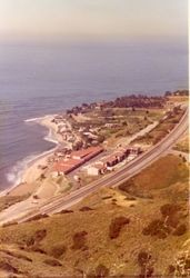 View of Latigo beach in Malibu from hill, 1974 — Calisphere