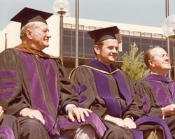 John Wayne, Richard Seaver, and Leonard Firestone during dedication of ...