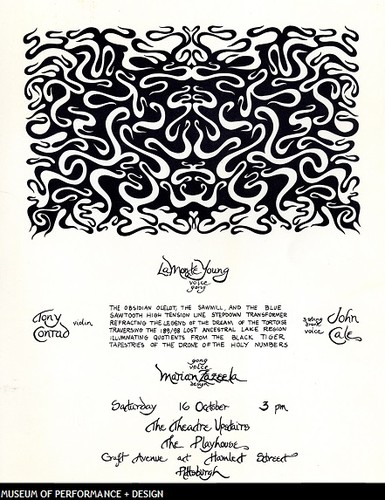 Flyer featuring La Monte Young, Tony Conrad, and John Cale — Calisphere