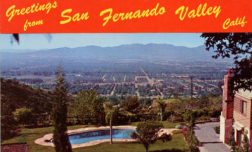 View of San Fernando Valley with a pool — Calisphere