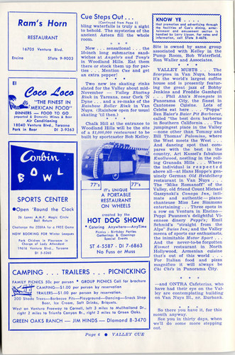 Valley Cue Magazine, 1959 — Calisphere