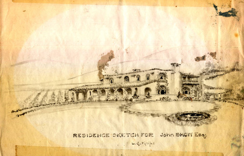 John Show Ranch house, architectural sketch — Calisphere