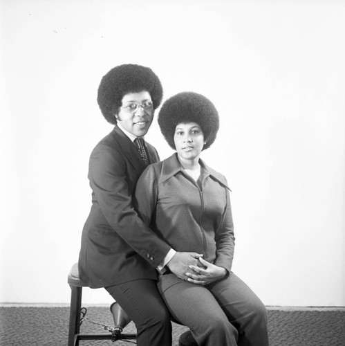 John Floyd and his wife Cheryl Dotson posing for a studio portrait, Los ...