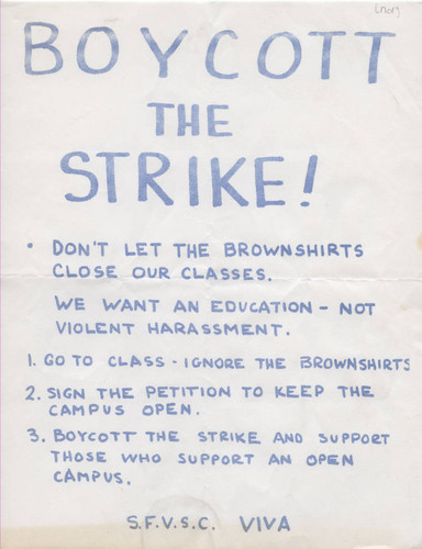 Boycott the Strike!--anti-protest flier, ca. 1970 — Calisphere