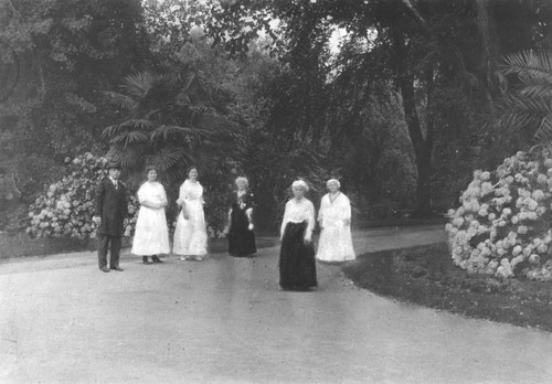 Annie Bidwell walking on the grounds of the Bidwell Mansion — Calisphere