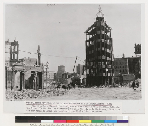 The flatiron building [Columbus Tower] at the corner of Kearny and ...