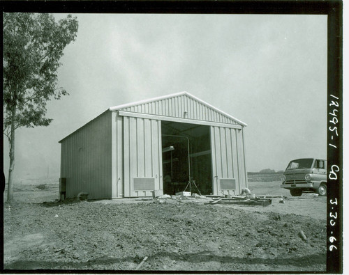 View of a maintenance shed at Marshall Canyon Golf Course — Calisphere