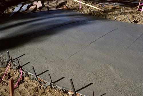 Snake Path: construction view: pouring concrete path base — Calisphere