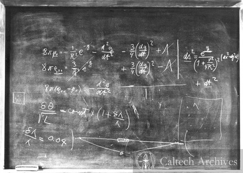 Einstein equations on blackboard at Mt. Wilson — Calisphere