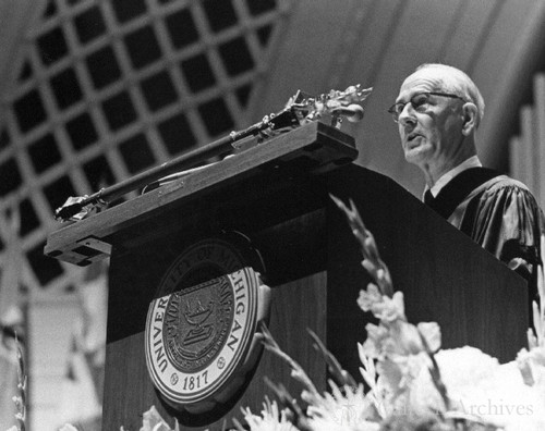 George Beadle speaking at the University of Michigan — Calisphere
