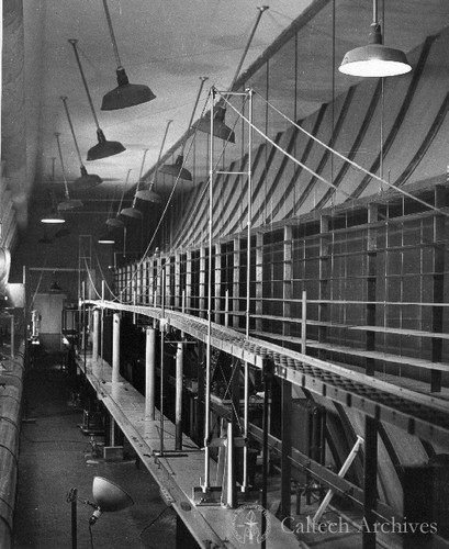 Model of Tacoma Narrows Bridge in wind tunnel at the University of ...