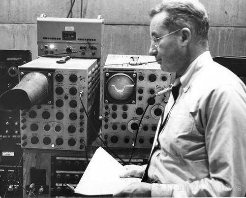 Robert Bacher with equipment — Calisphere