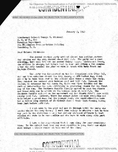 Bendetsen letter to Lt. Colonel George W. Bicknell — Calisphere