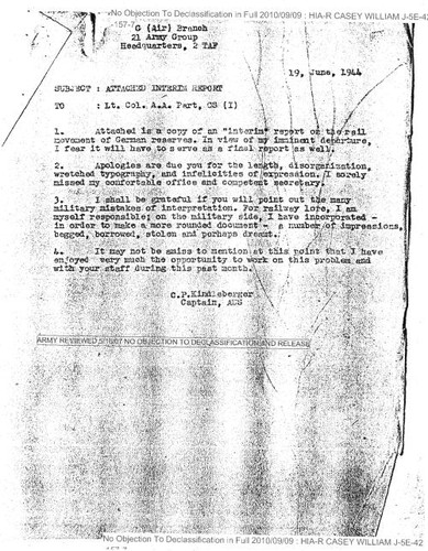 C. P. Kindleberger memo regarding attached interim report, with ...