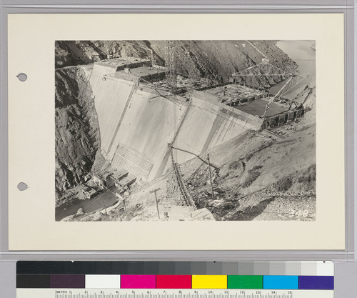 Pardee Dam,--General Construction View,--Showing downstream face, with ...