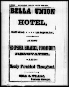 Handbill advertising the Bella Union Hotel — Calisphere