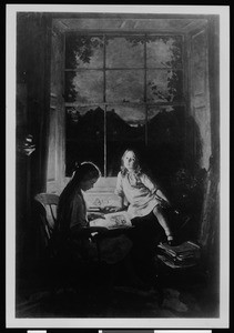 The painting "Fairy Tales" by Harcourt, depicting two children reading ...