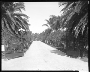 Front gate, Doheny Ranch, near Doheny Road, Beverly Hills, Calif., ca ...