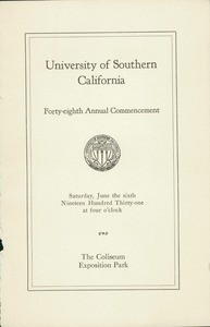 Commencement program, USC (48th: 1931: Coliseum) — Calisphere