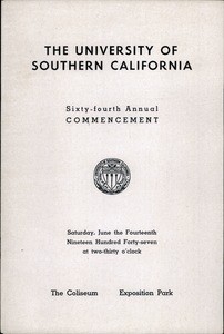 Commencement program, USC (64th: 1947: Coliseum) — Calisphere