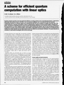 E. Knill, R. Laflamme & G.J. Milburn, "A scheme for efficient quantum ...